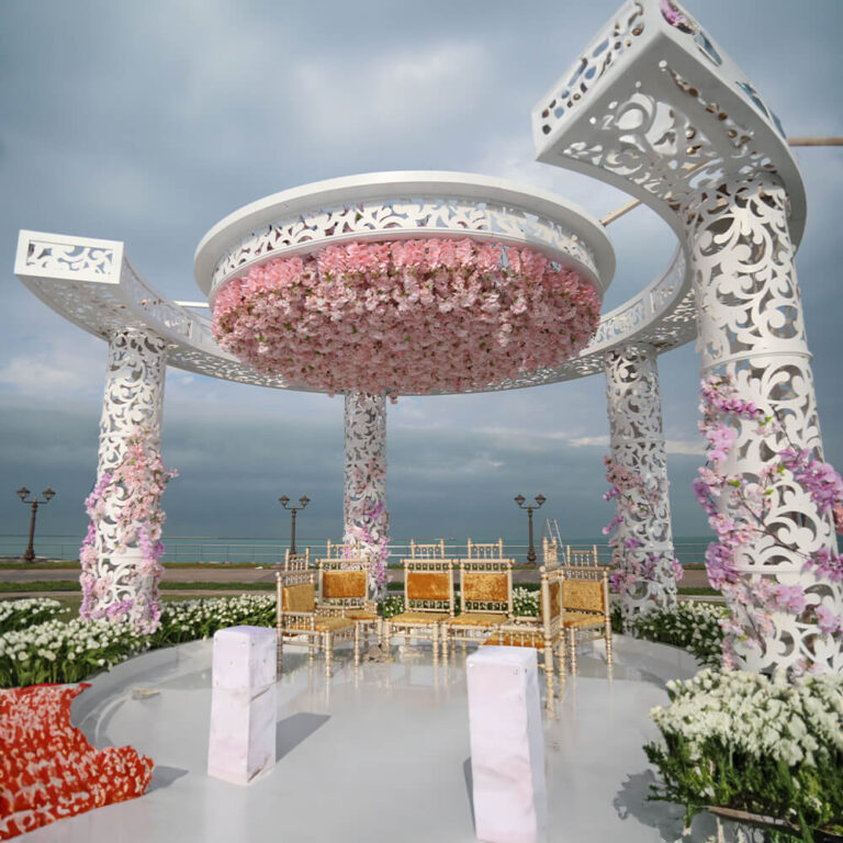 Half Arc Fiber Carved Wedding Mandap - Decor Props